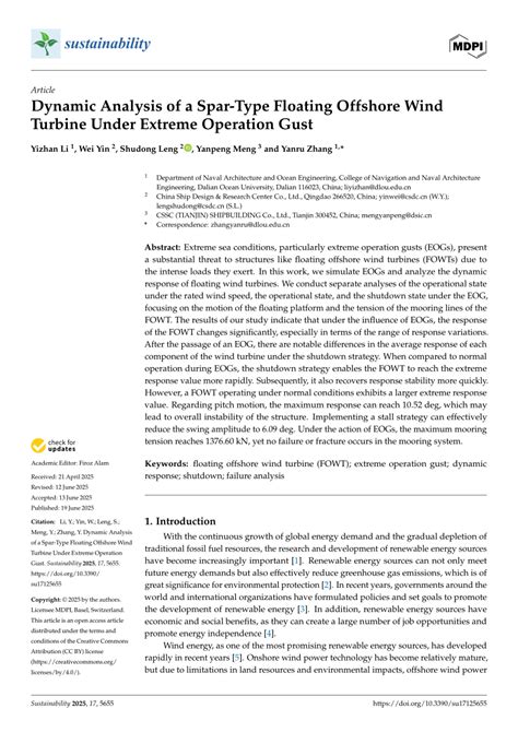 Pdf Dynamic Analysis Of A Spar Type Floating Offshore Wind Turbine