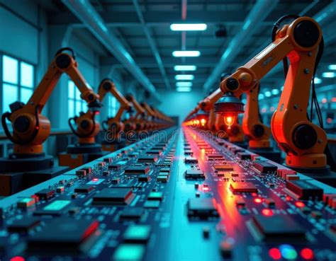 Automated Robotic Assembly Line Manufacturing Circuit Boards Stock Illustration Illustration