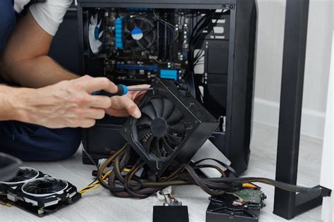 Premium Photo Technician Repairs A Computer Process Of Replacing The Power Supply Technician