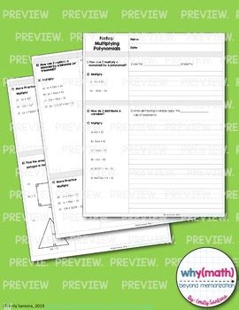 Multiplying Polynomials Guided Notes By Why Math TPT