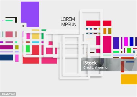 추상 종이 절단 줄무늬 색상 사각형 기하학적 미니멀리즘 패턴 배경 디자인 기하 도형에 대한 스톡 벡터 아트 및 기타 이미지