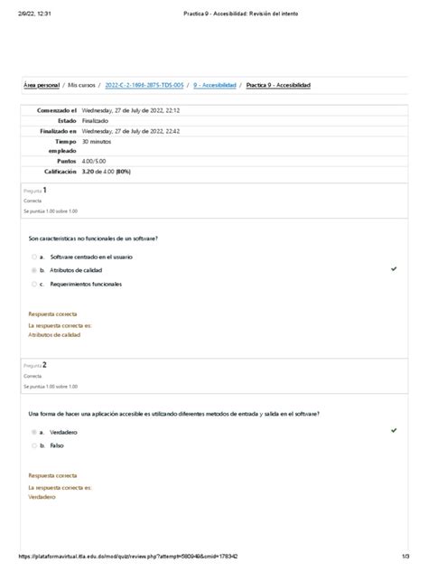 Practica 9 Accesibilidad Revisión Del Intento Pdf Ingeniería De Software Edad De