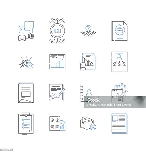 파일 관리 라인 아이콘 컬렉션입니다 조직 아카이브 스토리지 카탈로그 액세스 보안 백업 벡터 및 선형 그림 동기화 업로드 개요 표지판 세트 다운로드 감시에 대한 스톡 벡터