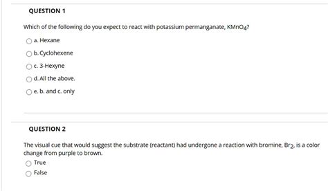 solved question which of the following do you expect to react with