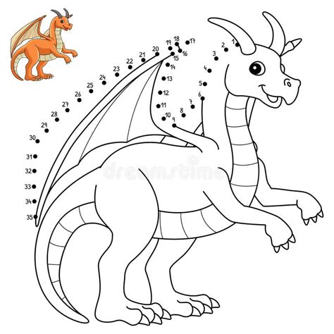 Dot To Dot Dragon Animal Isolated Coloring Page Stock Vector