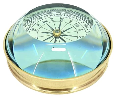 Half Moon Optical Illusion Desk Paper Weight Solid Brass Lens Compass Home And Kitchen