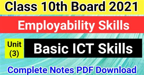 Basic Ict Skills Class 10 Notes Pdf