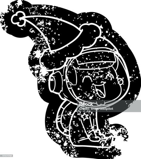 산타 모자를 쓴 우주 비행사의 행복한 기발한 만화 고민 아이콘 낙서 드로잉에 대한 스톡 벡터 아트 및 기타 이미지 낙서 드로잉 남자 만화 Istock