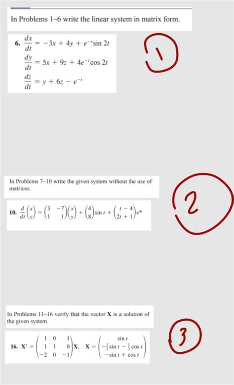 Solved In Problems 1 6 Write The Linear System In Matrix