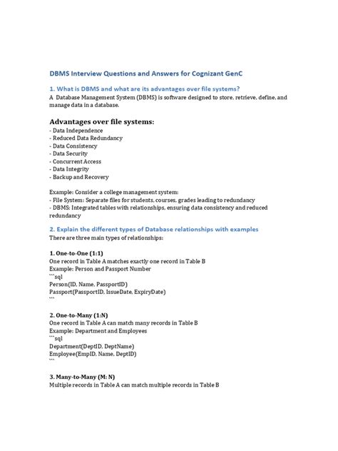 Dbms Interview Questions Pdf Database Index Database Transaction