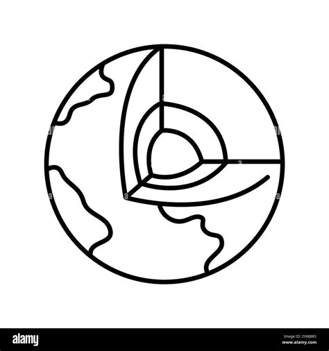 Earths Thermal Energy Black Line Icon Vector Isolated Element Editable Stroke Stock Vector