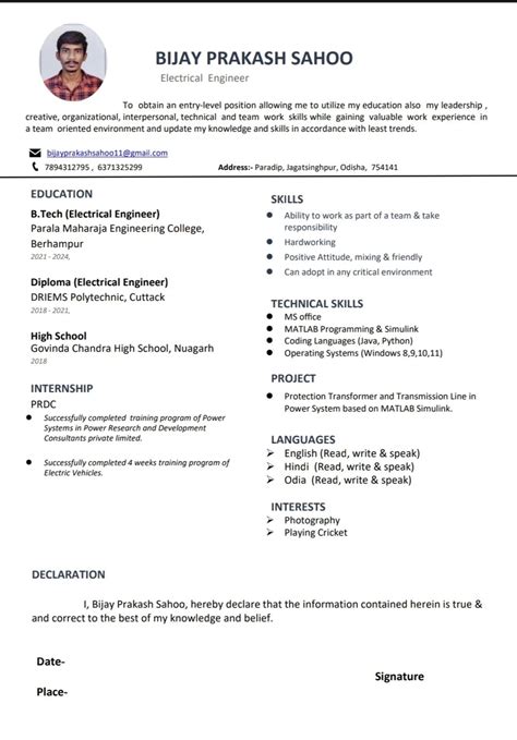 Bijay Prakash Sahoo On Linkedin Dear Hiring Team I Am Sharing My Resume For Electrical
