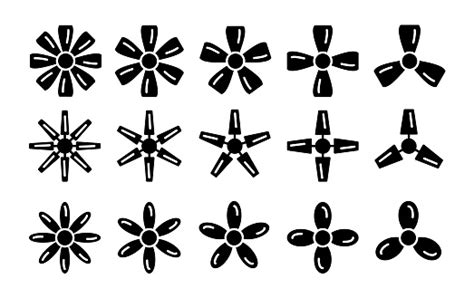 블레이드 수가 다른 프로펠러 천장 팬 상단 보기 가정용 전기 인공 호흡기 벡터 실루엣 아이콘 가정용 시설에 대한 스톡 벡터 아트 및 기타 이미지 Istock