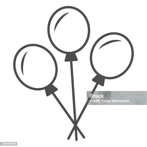 파티 풍선 얇은 라인 아이콘 옥토버 페스트 개념 흰색 배경에 풍선 기호 모바일 개념및 웹 디자인을위한 윤곽 스타일로프 아이콘 생일 공기 풍선 벡터 그래픽 로고에 대한 스톡