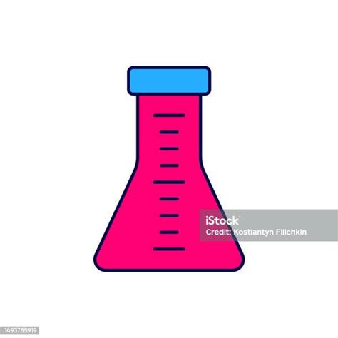 흰색 배경에 격리 된 윤곽 선명 한 테스트 튜브 및 플라스크 화학 실험실 테스트 아이콘 실험실 유리 제품 기호 벡터 가득 찬에 대한 스톡 벡터 아트 및 기타 이미지 Istock