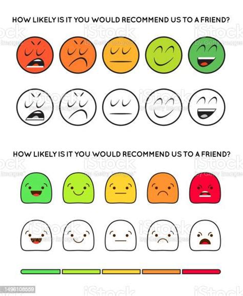 만족도 등급 아이콘 집합입니다 감정의 형태로 피드백 아이콘 세트 우수한 좋은 정상적인 나쁜 끔찍한 벡터 일러스트레이션 디자인에