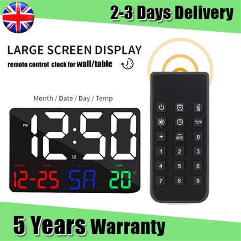 Smart Large Led Digital Wall Clock Temperature Day Display Usb Remote Control £21 99 Picclick Uk
