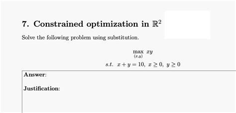 Solved Constrained Optimization In R Solve The Following Chegg