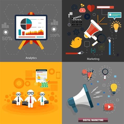 컬러 디자인 요소와 디지털 마케팅 개념 격리 Ai Eps Uidownload