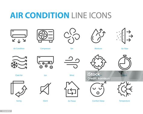 에어컨 단점 공기 청정기 온대 공기 압축기 시원한 공기의 세트 팬 사람의 역할에 대한 스톡 벡터 아트 및 기타 이미지 팬 사람의 역할 습기 아이콘 Istock
