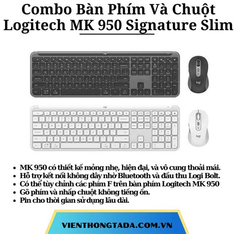 Combo Bàn Phím Và Chuột Không Dây Logitech Mk 950 Signature Slim Hàng