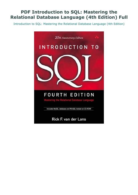 pdf introduction to sql mastering the relational database language