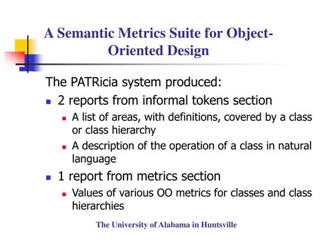 Ppt Investigating A Semantic Metrics Suite For Object Oriented Design