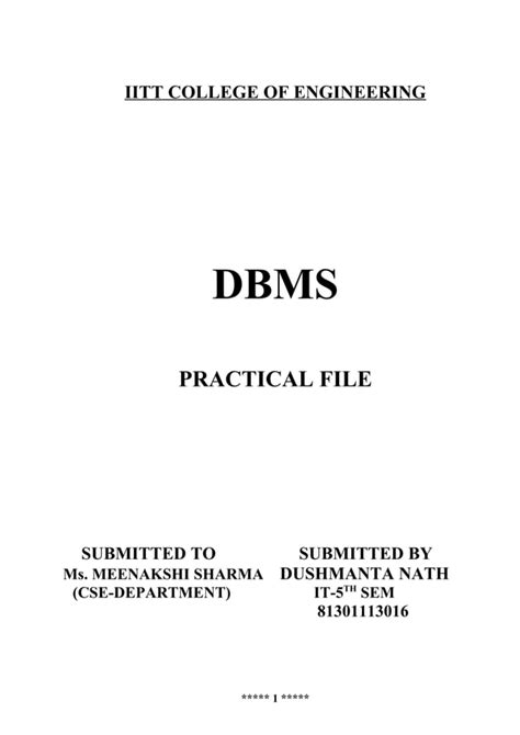 DBMS Practical File | DOC