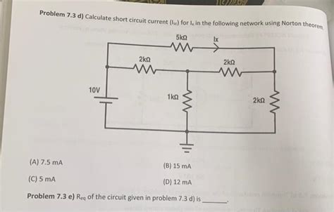 Problem D Calculate Short Circuit Current Lxc Chegg