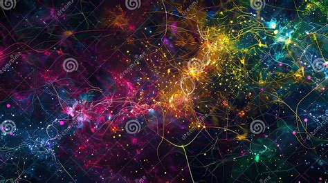 Vibrant Visualization of Interconnected Neurons Representing Neural Networks and Ai Complexity ...