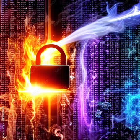 Artwork Of A Computer Source Code Storm With A Security Lock Stock Illustration Adobe Stock