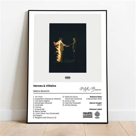 Metro Boomin Heroes And Villains Poster Etsy