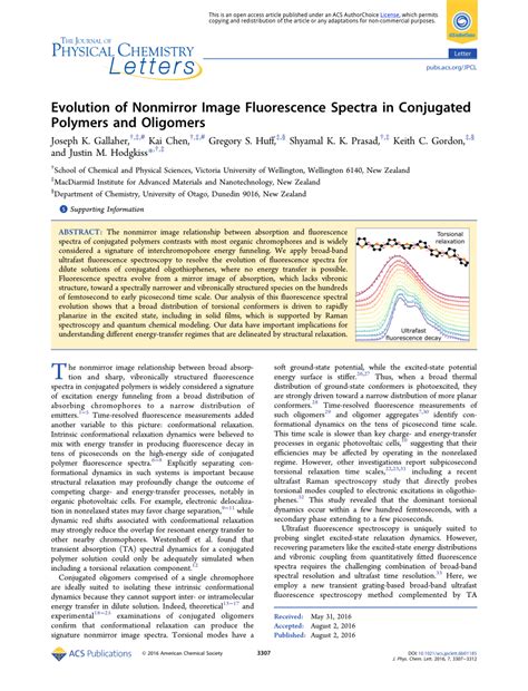 PDF The Evolution Of Non Mirror Image Fluorescence Spectra In Conjugated Polymers And Oligomers