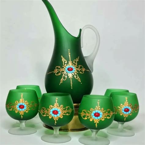 کمدا قیمت و خرید پارچ لیوان ایتالیا دستساز رنگ سبز سایز 22 شکستنی بل