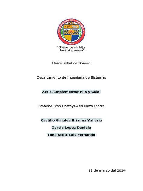 Implementar Pila Y Cola Pdf Cola Tipo De Datos Abstractos