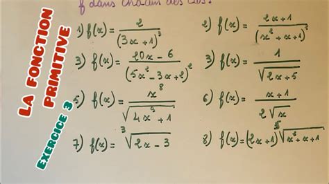 La Fonction Primitive Exercice 3 Bac2025 Fonctionprimitive Youtube