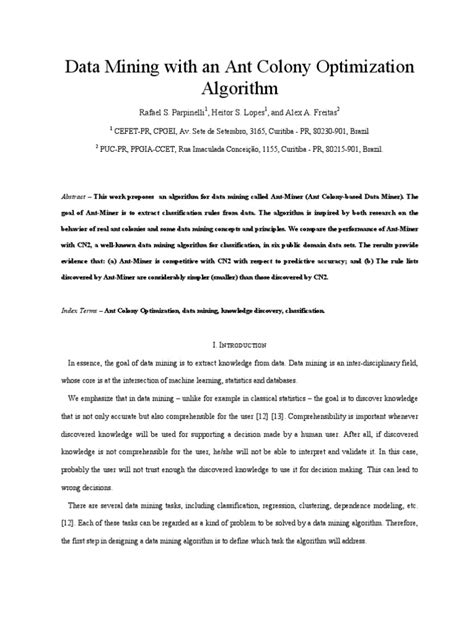 ant ieee tec pdf applied mathematics areas of computer science