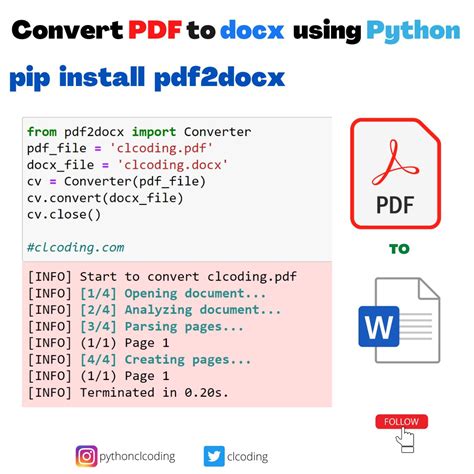 Python Coding On Linkedin Convert Pdf To Docx Using Python