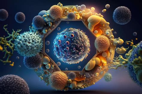 Premium Ai Image Microscopic Modern World With Nanotechnologies Biological Particles Created