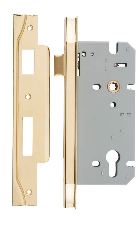 Rebated 85mm Euro Mortice Locks 60mm Backset Polished Brass Iver