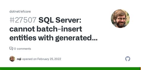sql server cannot batch insert entities with generated values only