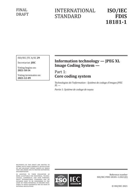 ISO IEC FDIS 18181 1 Information Technology JPEG XL Image Coding System