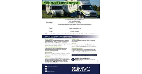 Motor Vehicle Commission S MVC Mobile Unit Coming To Scotch Plains On Friday April 12