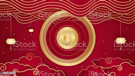 레드와 골드 행복 한 중국 새해 축제 배너 배경 디자인 중국 중국 등불 꽃 나무 기호 패턴과 빨간색과 금 배경 빨간색과 금 종이 컷 중국어 템플릿 0명에 대한 스톡 벡터