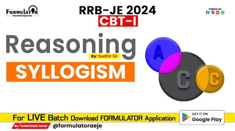 Syllogism Reasoning Cbt I Rrb Je 2024 Sudhir Sir Youtube