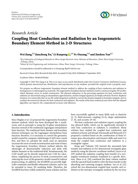 PDF Coupling Heat Conduction And Radiation By An Isogeometric Boundary Element Method In D