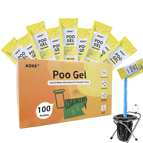 Amazon.com: AOKE Portable Toilet Powder, Lemon 100 Pack Poo Gel for Camping Eco Absorbent Gel ...