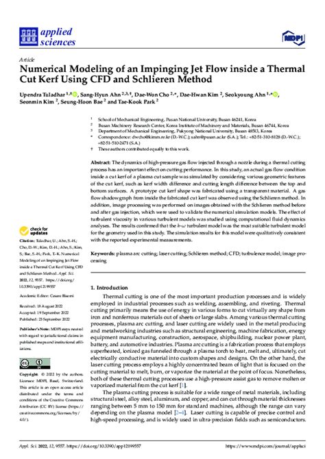 Pdf Numerical Modeling Of An Impinging Jet Flow Inside A Thermal Cut Kerf Using Cfd And