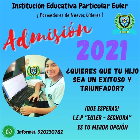 I E P Euler Proceso De AdmisiÓn 2021 🚀 😎😎 Nivel Secundaria En El