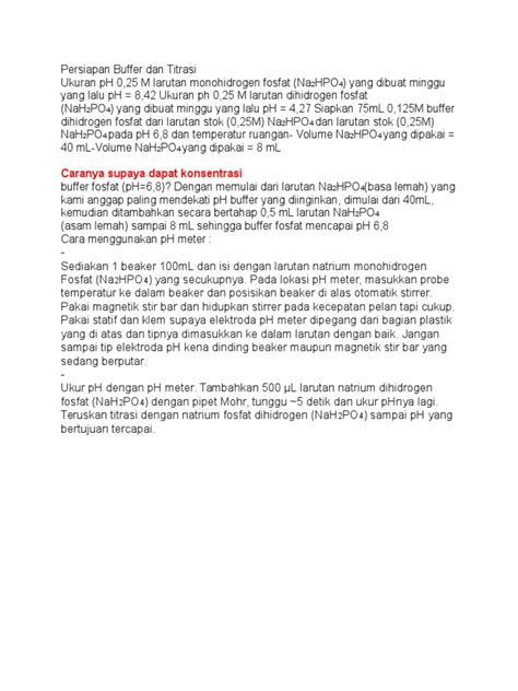 Pembuatan Larutan Buffer Fosfat Pdf Pembuatan Larutan Buffer Fosfat Pdf